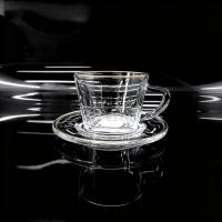 China 6PCS Gold Rim Transparent Glass Coffee Tea Cup Set Lead‑free Crystal Glass Cup With Saucer for Afternoon Tea & Home Café for sale