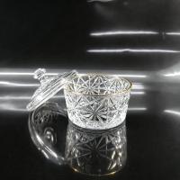 China High Quality Candy Bowl Transparent Glass Candy Jar with Lid, Gold Rim Decorative Glass Storage Pot for Nuts Sweets Dry Fruit for sale