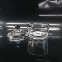 China Glass Sugar Bowl with Lid, Black Rim Transparent Glass Candy Jar, Multipurpose Glass Storage Container for Coffee Bar, Kitchen Counter for sale