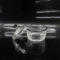 China Glass Sugar Bowl with Lid, Black Rim Transparent Glass Candy Jar, Multipurpose Glass Storage Container for Coffee Bar, Kitchen Counter for sale