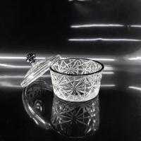 China Glass Sugar Bowl with Lid, Black Rim Transparent Glass Candy Jar, Multipurpose Glass Storage Container for Coffee Bar, Kitchen Counter for sale