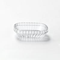 China Clear Vertical‑Ribbed Glass Fruit Platter, Large Capacity Rectangular Serving Bowl for Home Kitchen Table Decor for sale