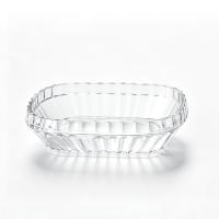 China Clear Vertical‑Ribbed Glass Fruit Platter, Large Capacity Rectangular Serving Bowl for Home Kitchen Table Decor for sale