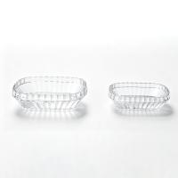 China Clear Vertical‑Ribbed Glass Fruit Platter, Large Capacity Rectangular Serving Bowl for Home Kitchen Table Decor for sale