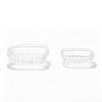 China Vintage Ribbed Transparent Glass Bowl, Elegant Rectangular Serving Bowl for Yogurt Cereal Fruit Salad Dessert for sale