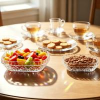 China Premium Elegant Transparent Glass Snack Bowl Set, Rectangular Glass Serving Dishes for Fruit Nuts Cookies Dessert for sale