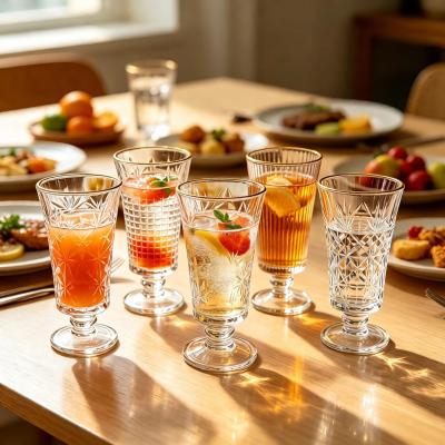China Luxury Gold Rim Glass Cups, Decorative Cut Crystal Water Glasses for Juice, Cocktail, Beverage, Factory Direct Supply for sale
