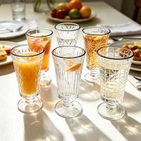 China Vintage Goblets Tall Glassware for Juice, Cocktail, Iced Tea, Black Rim Decorative Stem Glasses for Dinner Table & Party for sale