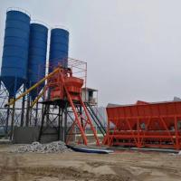 China 35m3/h Automatic Small Mobile Concrete Mixing Plants With Crushed Stone Material for sale