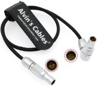 China Flexible Power Cable For Teradek Bond SmallHD Monitor Rotatable Right Angle 2 Pin Male To 2pin Male Braided Wire 45cm for sale