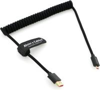 China 8K 2.1 Micro HDMI To HDMI Braided Coiled Cable For Atomos Ninja V 4K-60P Record 48Gbps HDMI For Canon R5C/R5/R6 for sale