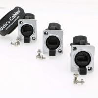 China 3Pcs RJ45 Waterproof Sockets IP65 Ethernet Panel Mount RJ45 Connector Black for sale