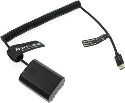 China Alvin's Cables USB-C Type-C PD to NP-FZ100 Dummy Battery Coiled Power Cable for Sony Alpha A7 III A7S III A7R III for sale