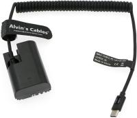 China PD USB C Type-C to LP-E6 Dummy Battery Power Coiled Cable for Canon EOS R R5 R6 90D 80D 70D 60D 60Da 5D for sale