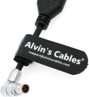 China Alvin's Cables Rotatable 2 Pin Male To Dual Right Angle DC Male Power Cable For Z-CAM F6 for sale