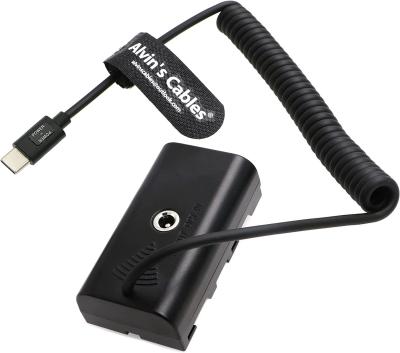 China Alvin'S Cables USB C Type C PD To NP F550 Dummy Battery Coiled Power Cable For Sony NP-F550 F770 F570 F970 Atomos for sale