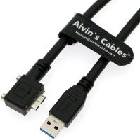 China Alvin's Cables USB 3.0 Data-Cable USB-A to Micro-B Left Angle with Dual Locking-Screws High-Flex Cable Shielded-Cable fo for sale