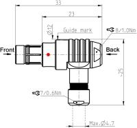 China Fischer 3 Pin Male Right Angle Connector S102 For ARRI Alexa / RED DSMC2 For Sony Venice RS 3 Pin Plug 9 O'Clock for sale