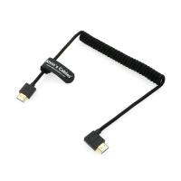 China 8K 2.1 HDMI High Speed Straight To Left Angle Braided Coiled Cable For Atomos Ninja V Portkeys BM5 Monitor for sale