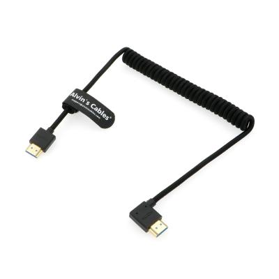 China 8K 2.1 HDMI High Speed Straight To Left Angle Braided Coiled Cable For Atomos Ninja V Portkeys BM5 Monitor for sale