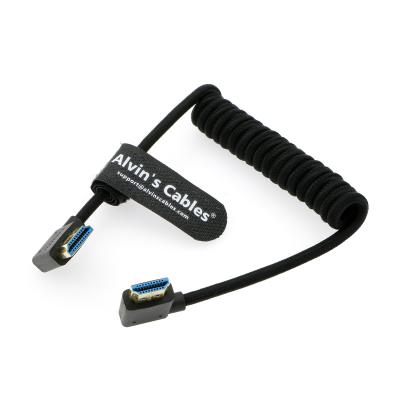 China 8K 2.1 HDMI High Speed Braided Coiled Cable Left Angle To Right Angle For Atomos Ninja V Portkeys BM5 Monitor for sale