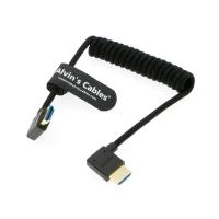 China 8K 2.1 HDMI High Speed Braided Coiled Cable Right Angle To Right Angle For Atomos Ninja V Portkeys BM5 Monitor for sale