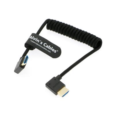 China 8K 2.1 HDMI High Speed Braided Coiled Cable Right Angle To Right Angle For Atomos Ninja V Portkeys BM5 Monitor for sale