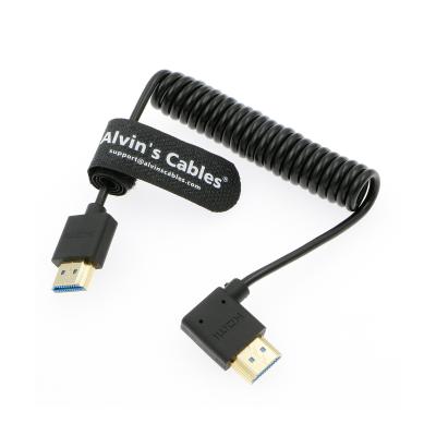 China 8K 2.1 HDMI High Speed Soft Coiled Cable Straight To Left Angle For Atomos Ninja V Portkeys BM5 For Feelworld Monitor for sale