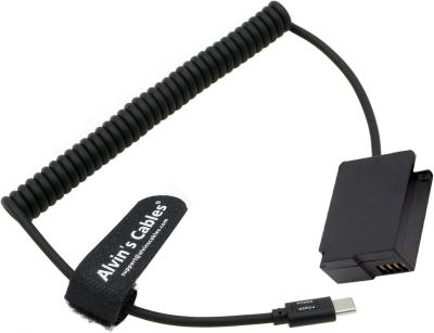 China DMW-DCC8 Dummy Battery To PD USB-C Coiled Power Cable Replace DMW-BLC12 Power Adapter For Panasonic Lumix DMC-G5 G6 G7 for sale