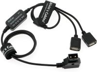 China D-tap Male to Dual USB Female Port 5V 2A Power Cable Converter Adapter for Anton V-Mount Gold Mount Battery for sale