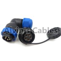 China SD20 TA ZM 2-12 Pin Electrical Cable Connectors Female Socket Connector 90 Degree Elbow for sale