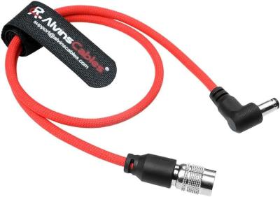 China Alvin's Cables Ultra Flexible Hirose 4 Pin Male to DC Right Angle 5.5MM x 2.5MM Braided Power Cable for Blackmagic's cinema camera 4k, for Sound Devices 633|644|688, ZOOM F8 Recorder, 45cm|17.7in, Red for sale