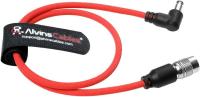 China Alvin's Cables Ultra Flexible Hirose 4 Pin Male to DC Right Angle 5.5MM x 2.5MM Braided Power Cable for Blackmagic's cinema camera 4k, for Sound Devices 633|644|688, ZOOM F8 Recorder, 45cm|17.7in, Red for sale