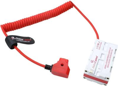 China Alvin's Cables Dual-Sided NP-F Dummy Battery to Red Dtap Ultra Soft Coiled Power Cable for Atomos Ninja V|Atomos Shogun|SmallHD 702, for Sony NP-F550|F570|F770|F970, Red for sale