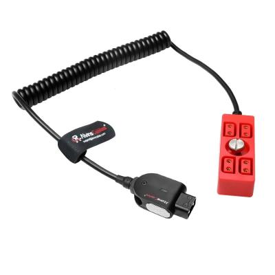 China Alvin's Cables Smart D-tap Power Splitter Cable, Dtap Male to 4 Port DTap Female Splitter Hub Coiled Power Cable for ARRI RED Teradek SmallHD SmallRig V-Mount|Gold-Mount Battery 40cm/15.7in Red for sale
