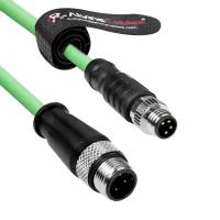 China Alvin's Cables M8 A-Code 4 Pin Male to M12 D-Code 4 Pin Male Ethernet Cable High-Flex Shielded Cat6a for Beckhoff ZK1090-3161, PROFINET, EtherCAT, Industrial Automation, Robotics 3.3ft/1m for sale