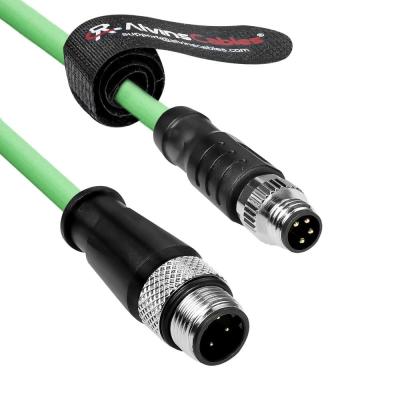 China Alvin's Cables M8 A-Code 4 Pin Male to M12 D-Code 4 Pin Male Ethernet Cable High-Flex Shielded Cat6a for Beckhoff ZK1090-3161, PROFINET, EtherCAT, Industrial Automation, Robotics 3.3ft/1m for sale