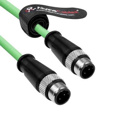 China Alvin's Cables M12 D-Code 4 Pin Male to M12 D-Code 4 Pin Male Ethernet Cable for Keyence Baumer Sick Camera, High-Flex Cat6a Cable for Industrial Automation, EtherCAT/PROFINET 9.84ft/3m Green for sale