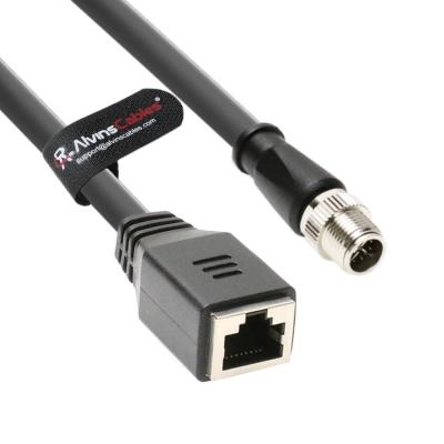 China Alvin's Cables M12 X-Code 8 Pin Male to RJ45 Female Ethernet Cable for Cognex Keyence Camera, RJ45 Female Socket High-Flex Cat6a Cable for Industrial Automation, Fieldbus Module, Robotics 3.3ft/1m for sale