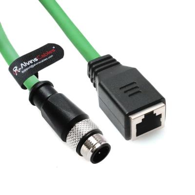 China Alvin's Cables M12 D-Code 4 Pin Male to RJ45 Female Ethernet Cable for Industrial Camera Sensor, RJ45 Female Socket High-Flex Cat6a Cable for Automation Application 49.2ft/15m Green for sale