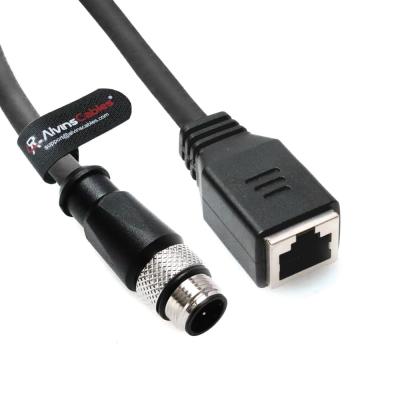 China Alvin's Cables M12 D-Code 4 Pin Male to RJ45 Female Ethernet Cable for Industrial Camera Sensor, RJ45 Female Socket High-Flex Cat6a Cable for Automation Application 9.84ft/3m for sale
