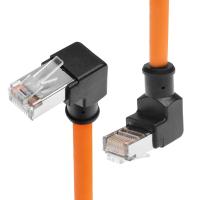 China Alvin's Cables Down Angle Cat6 Shielded Industrial Ethernet Cable High Flex Gold Plated 1ft Orange for sale
