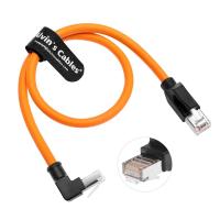 China Alvin's Cables Industrial Cat6 Shielded Ethernet Cable Down Angle High Flex Gold Plated 3m Orange for sale