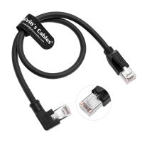 China Alvin's Cables Profinet Cat6 Shielded Ethernet Cable Left Angle High Flex Gold Plated 1m for PLC Robotics for sale