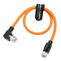 China Alvin's Cables Profinet Cat6 Shielded Ethernet Cable Left Angle High Flex Gold Plated 3m Orange for PLC Robotics for sale