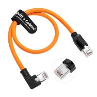 China Alvin's Cables Profinet Cat6 Shielded Ethernet Cable Left Angle High Flex Gold Plated 3m Orange for PLC Robotics for sale