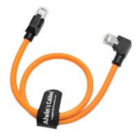 China Alvin's Cables Profinet Cat6 Shielded Ethernet Cable Left Angle High Flex Gold Plated 10m Orange for PLC Robotics for sale