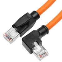 China Alvin's Cables Profinet Cat6 Shielded Ethernet Cable Left Angle High Flex Gold Plated 10m Orange for PLC Robotics for sale