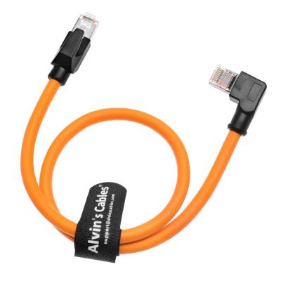 China Alvin's Cables CAT6A Shielded Right Angle RJ45 Cable 2m Orange for PLC Robotics for sale