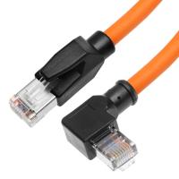 China Alvin's Cables CAT6A Shielded Right Angle RJ45 Cable 3m Orange for PLC Robotics for sale